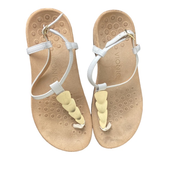 Vionic | Shoes | Vionic Rest Miami White Leather Tstrap Sandals With ...
